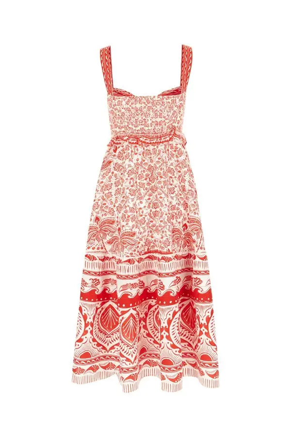 Farm Rio Red River Ride Print Midi Dress