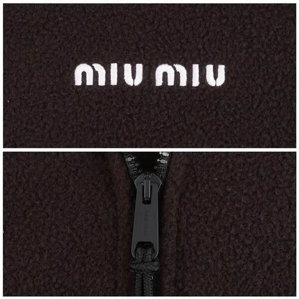 Miu Miu Fleece Zip-up Sweatshirt With Embroidered Logo