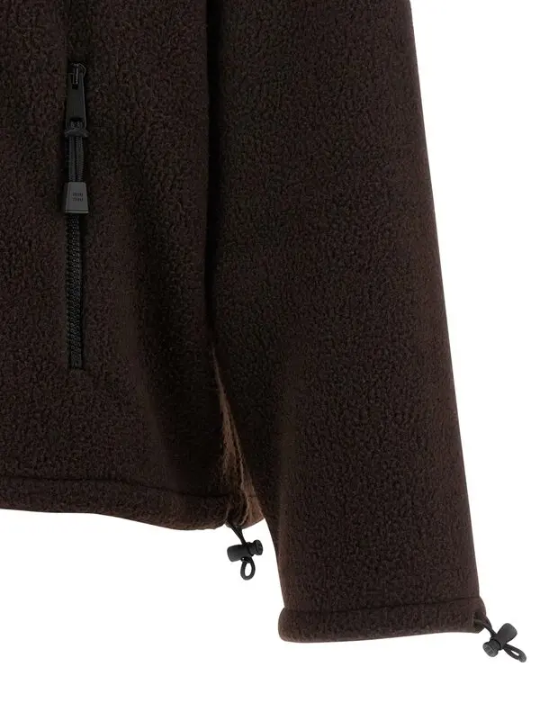 Miu Miu Fleece Zip-up Sweatshirt With Embroidered Logo