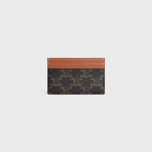 Celine Medium Card Holder In Triomphe Canvas And Calfskin