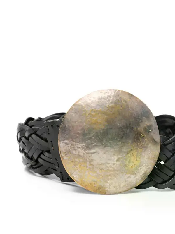 Gianfranco Ferre Braided Leather Belt With Hammered-effect Hardware