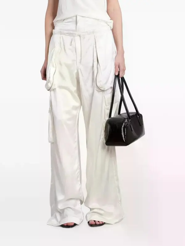 B1ARCHIVE Beige Satin Cargo Pants With Drawstring Waist