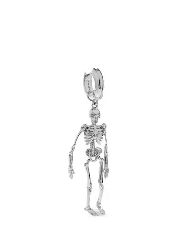 Alexander McQueen Skeleton Pendant Hoop Earring - Silver