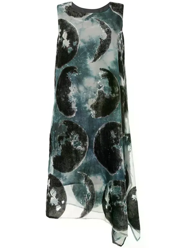 Y’s Moon Print Sleeveless Midi Dress