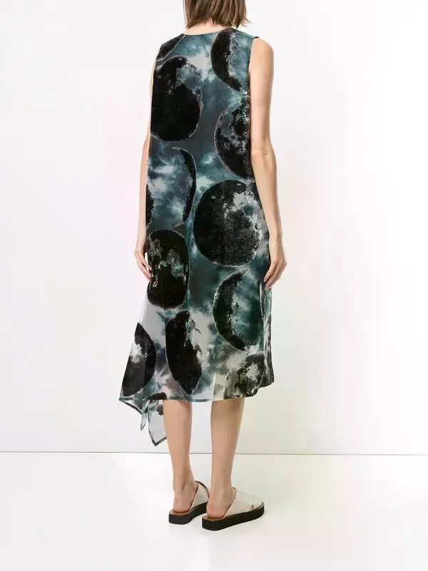 Y’s Moon Print Sleeveless Midi Dress