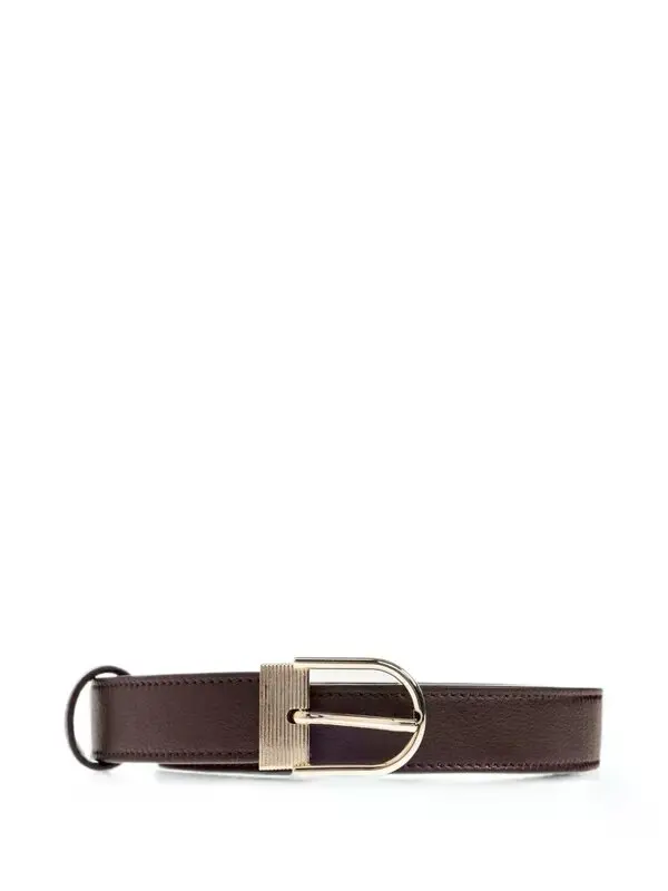 Victoria Beckham Logo Plaque Leather Belt - Brown