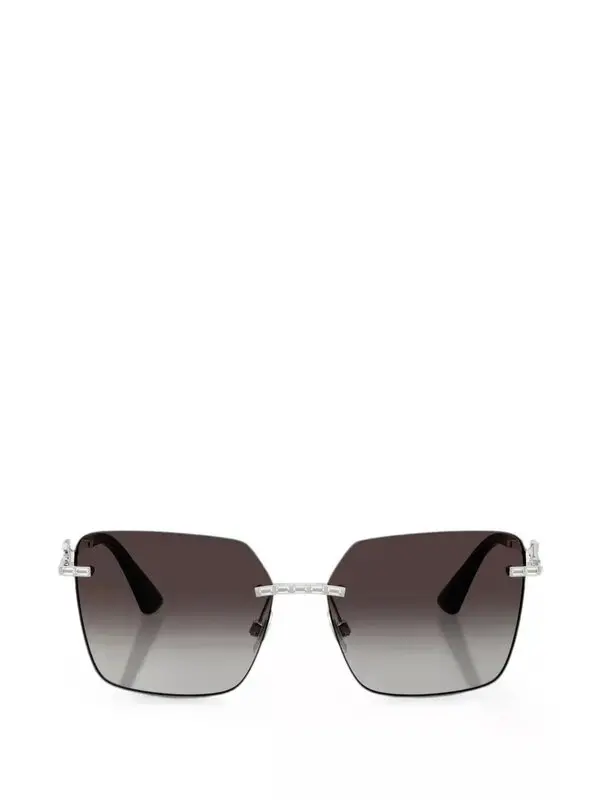 Dolce & Gabbana Crystal-embellished Geometric-frame Sunglasses - Silver