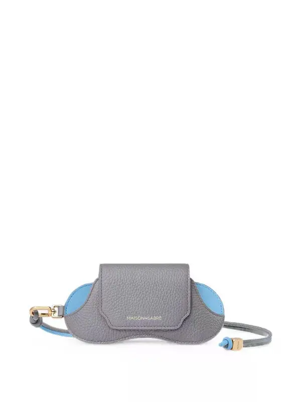 MAISON DE SABRE Grain-leather Glasses Sleeve - Grey
