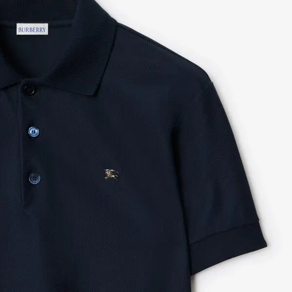 Burberry Evan Cuff Piqué Polo Shirt - Navy