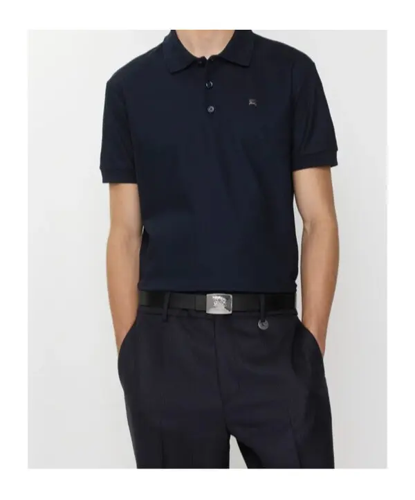 Burberry Evan Cuff Piqué Polo Shirt - Navy