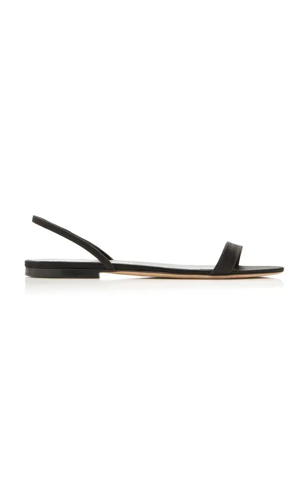 THE ROW Ella Leather Sandals - Black