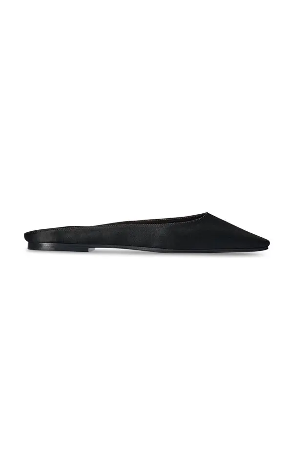 THE ROW June Satin Mules - Black