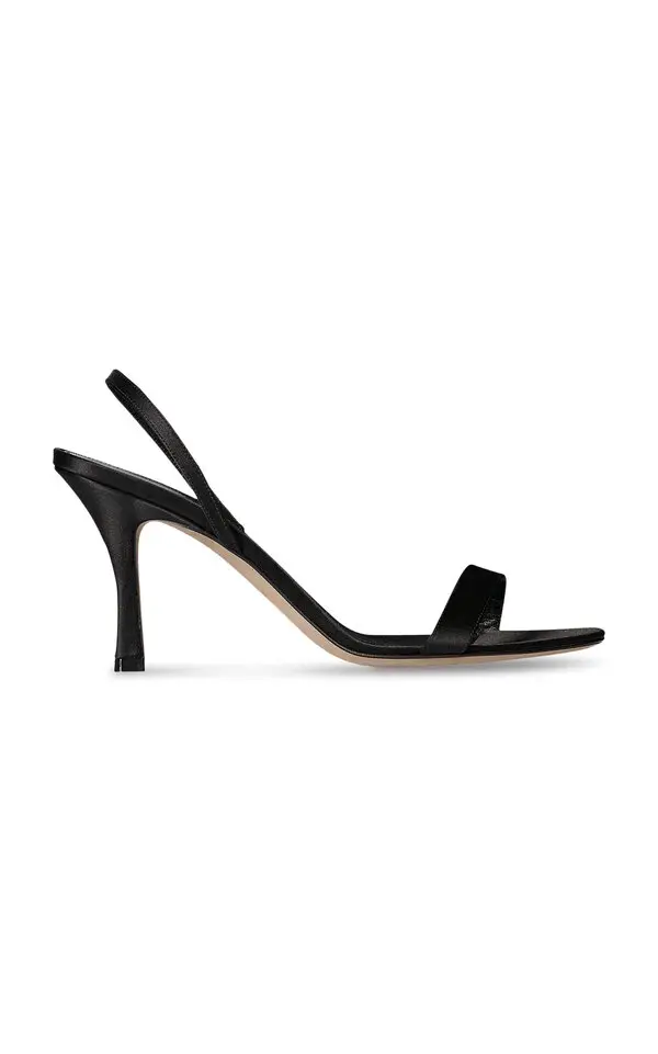 THE ROW Ella Satin Slingback High Heel Sandals - Black
