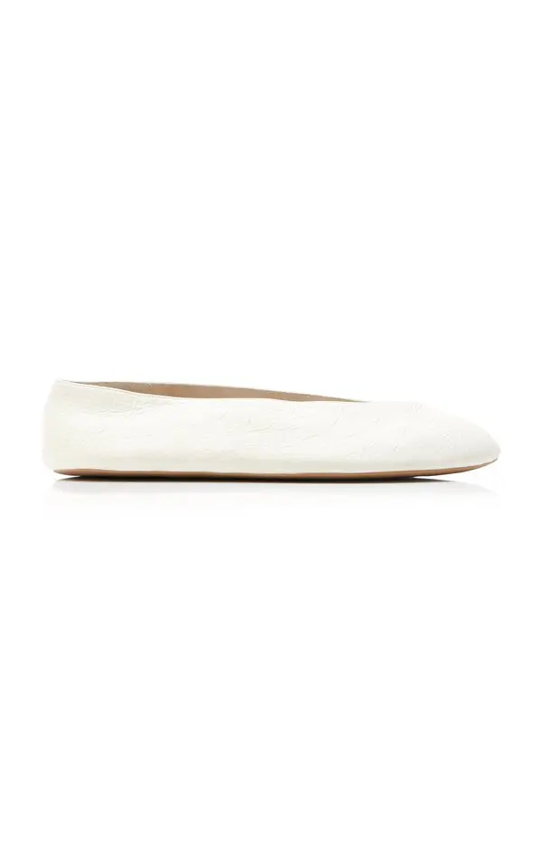 THE ROW Fay Two Leather Ballet Flats - White