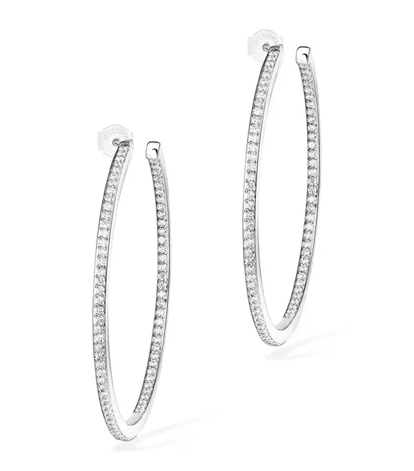 Messika Gatsby Small Diamond Hoop Earrings In White Gold - Silver