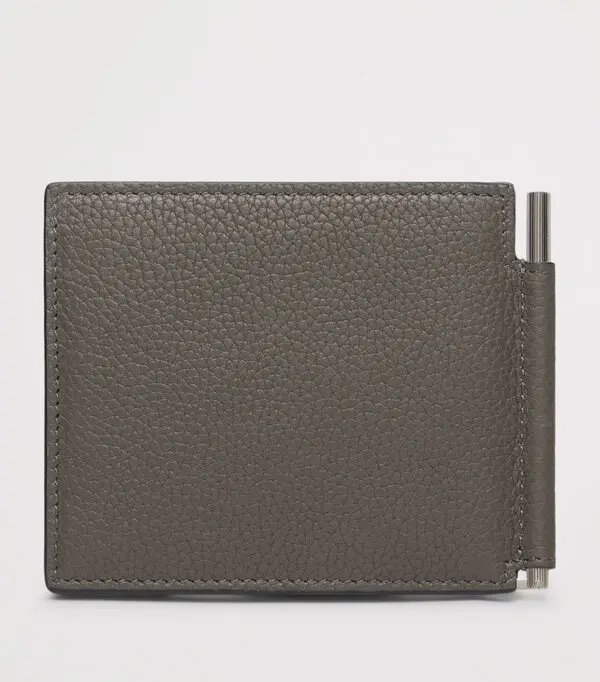 TOM FORD Grained Leather Money Clip Wallet - Grey
