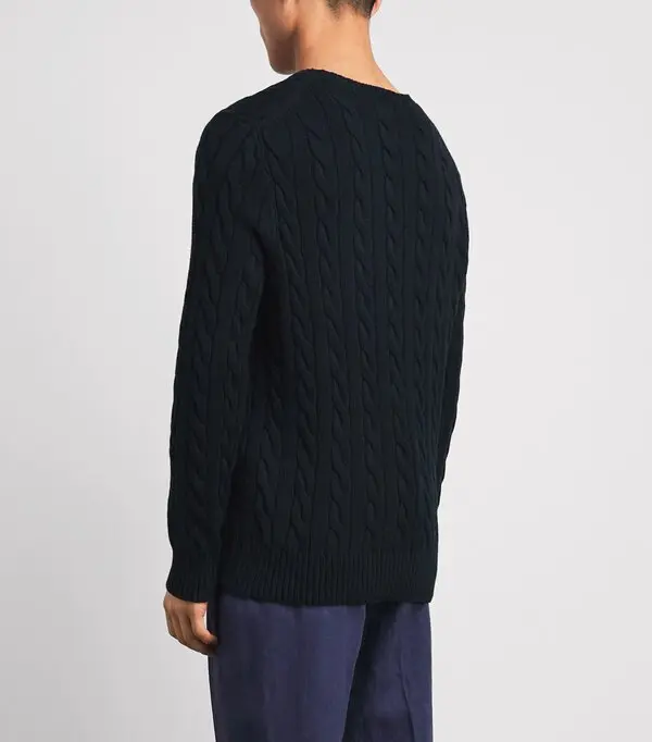 Polo Ralph Lauren Cotton Cable-knit Crewneck Sweater With Polo Pony