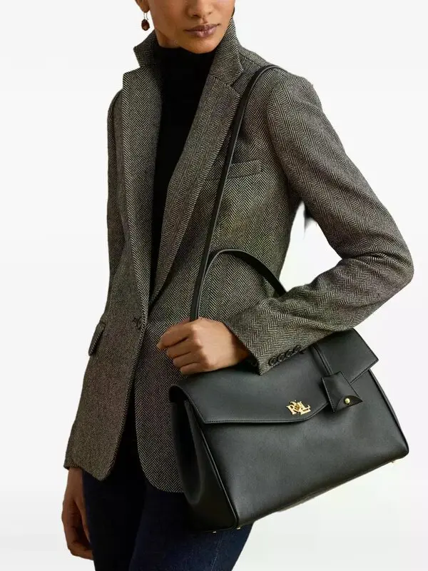 Ralph Lauren Medium Farrah Leather Satchel Bag - Black