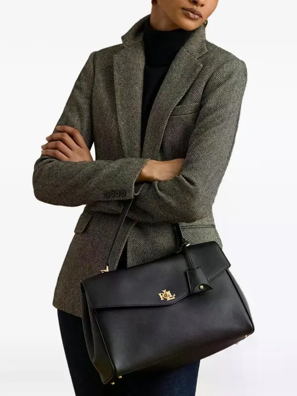 Ralph Lauren Medium Farrah Leather Satchel Bag - Black