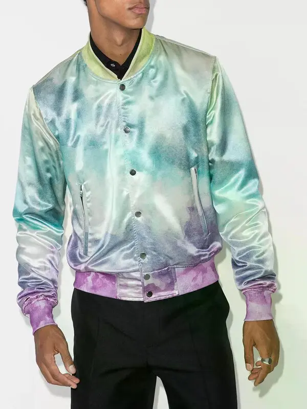 Amiri Watercolour Ombré Silk-blend Bomber Jacket - Multicolour