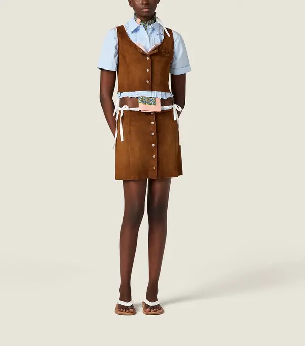 Miu Miu Cropped Ruffled Short Sleeve Shirt