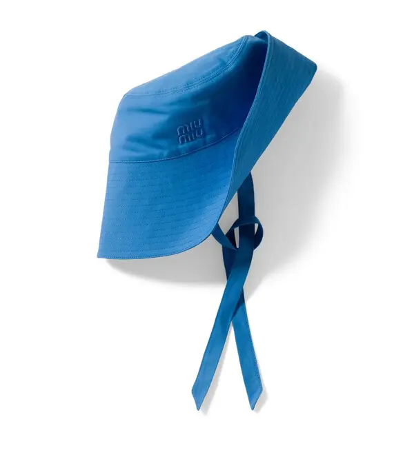 Miu Miu Cotton Wide Brim Bucket Hat - Turquoise