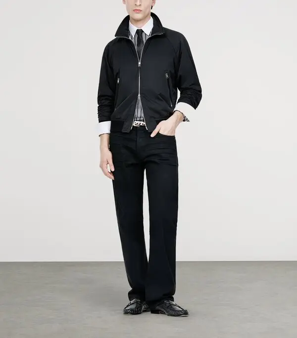TOM FORD Technical Bomber Jacket With Leather Trims