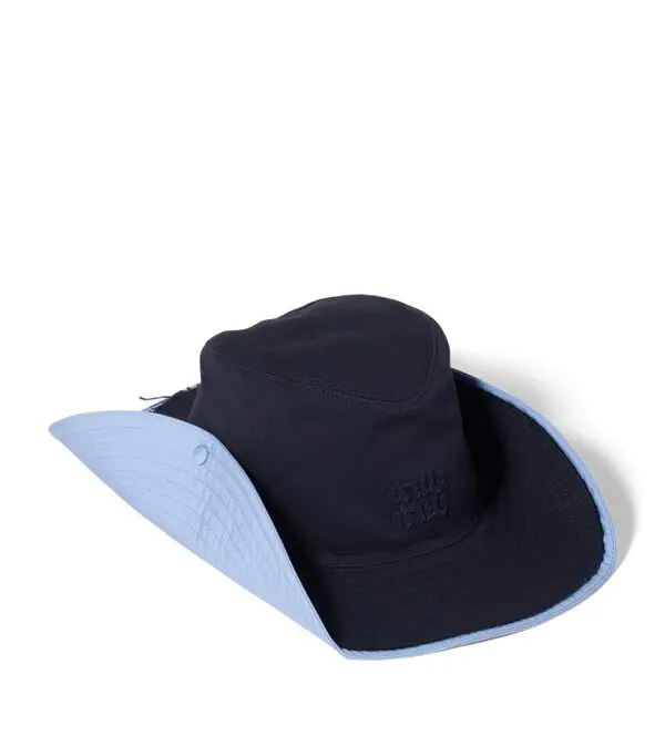 Miu Miu Cotton Logo Cowboy Hat - Blue