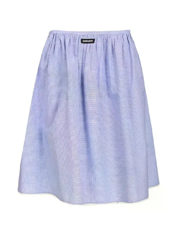 Miu Miu Gingham-check Gathered Midi Skirt - Blue