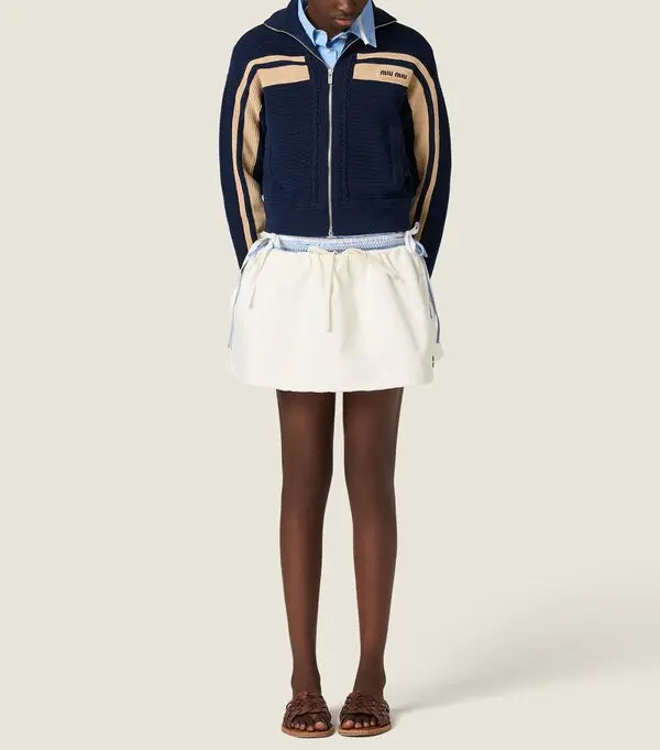 Miu Miu Crochet Zip-up Cardigan With Striped Accents