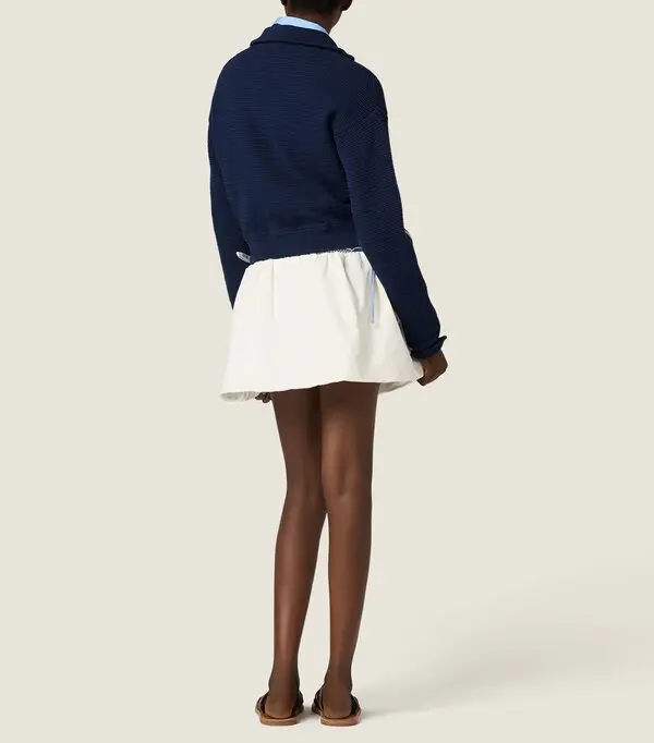 Miu Miu Crochet Zip-up Cardigan With Striped Accents
