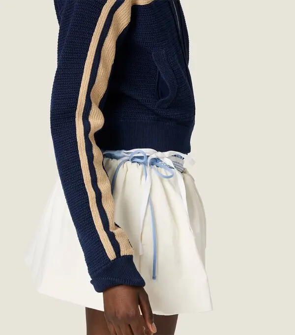 Miu Miu Crochet Zip-up Cardigan With Striped Accents