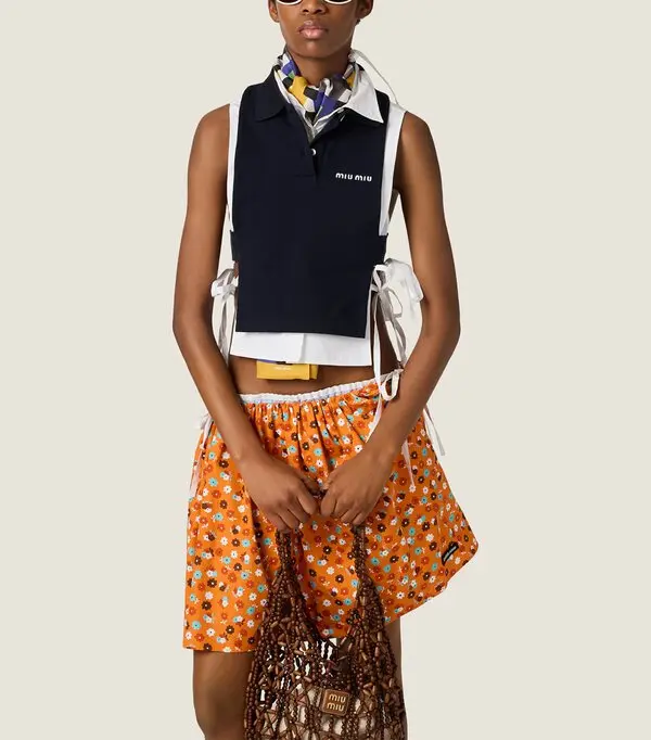 Miu Miu Sleeveless Cotton Piqué Polo Shirt