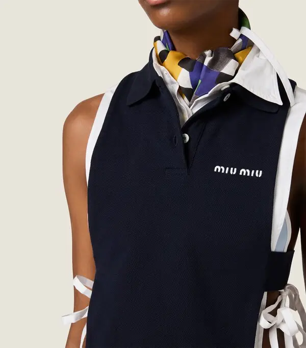 Miu Miu Sleeveless Cotton Piqué Polo Shirt
