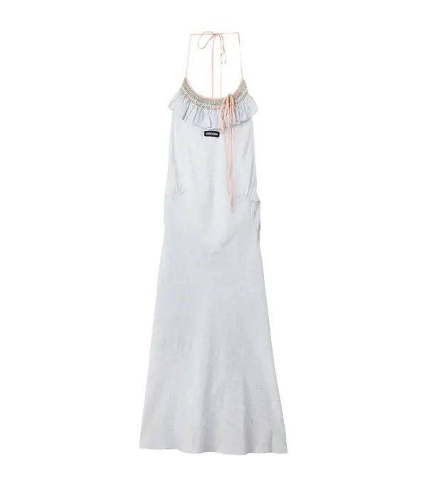 Miu Miu Halterneck Floral Print Silk Mini Dress