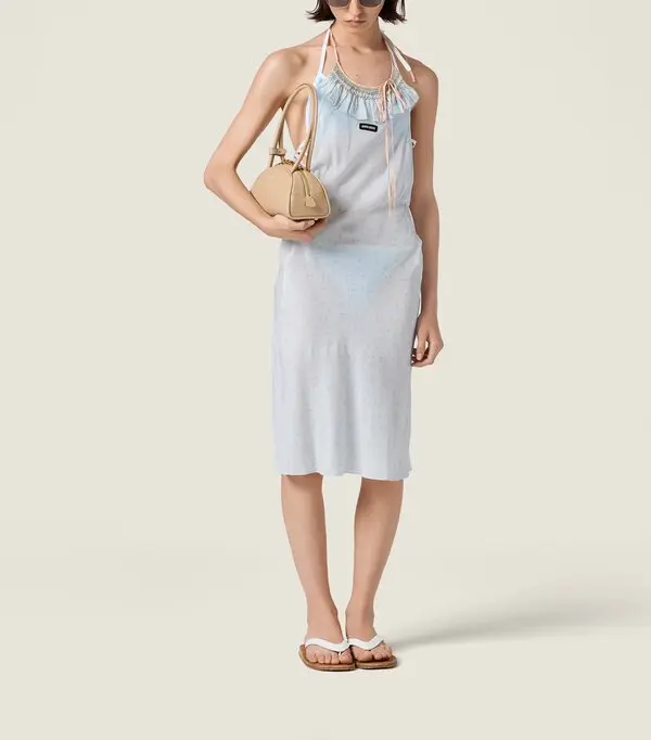 Miu Miu Halterneck Floral Print Silk Mini Dress