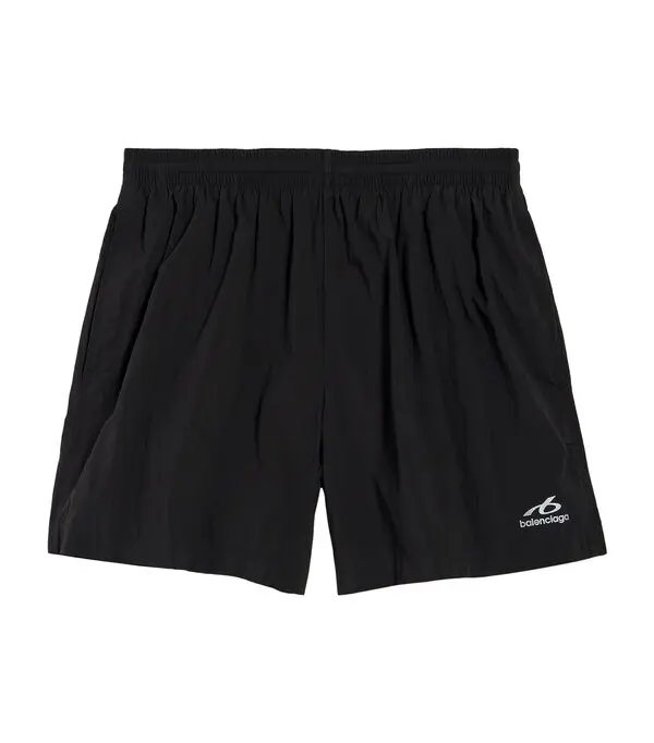 Balenciaga Logo Print Relaxed Fit Swim Shorts - Black