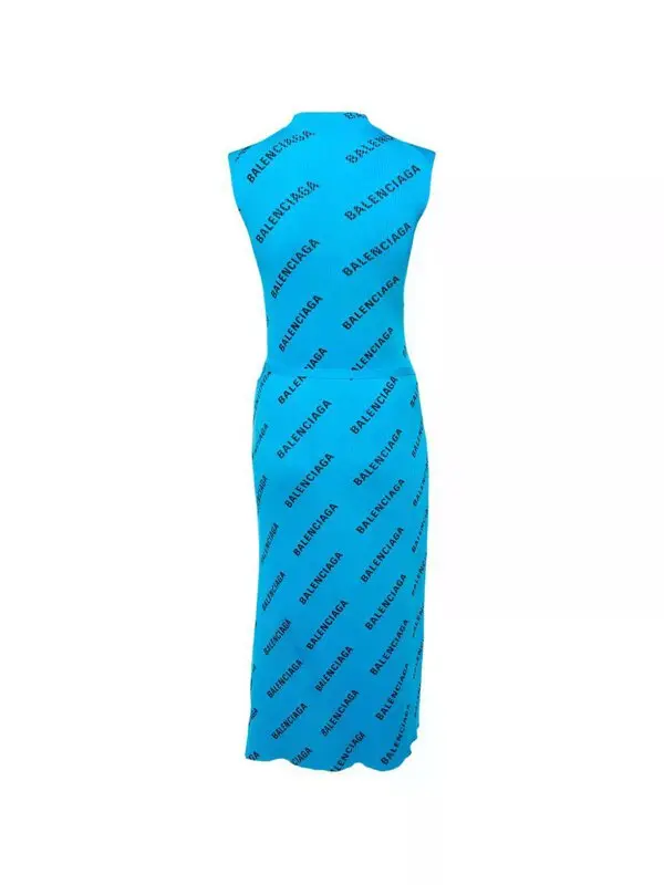 Balenciaga Midi Wrap Dress With All-over Logo Print