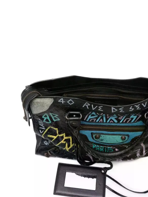 Balenciaga 2000s Le City Graffiti Tote Bag - Black