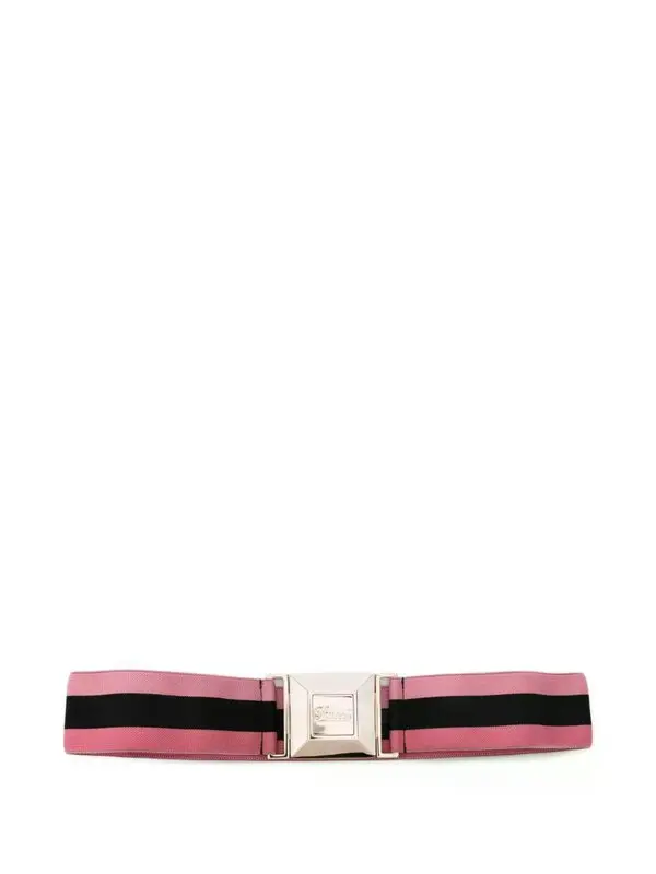 Gucci Striped Buckle Belt - Pink