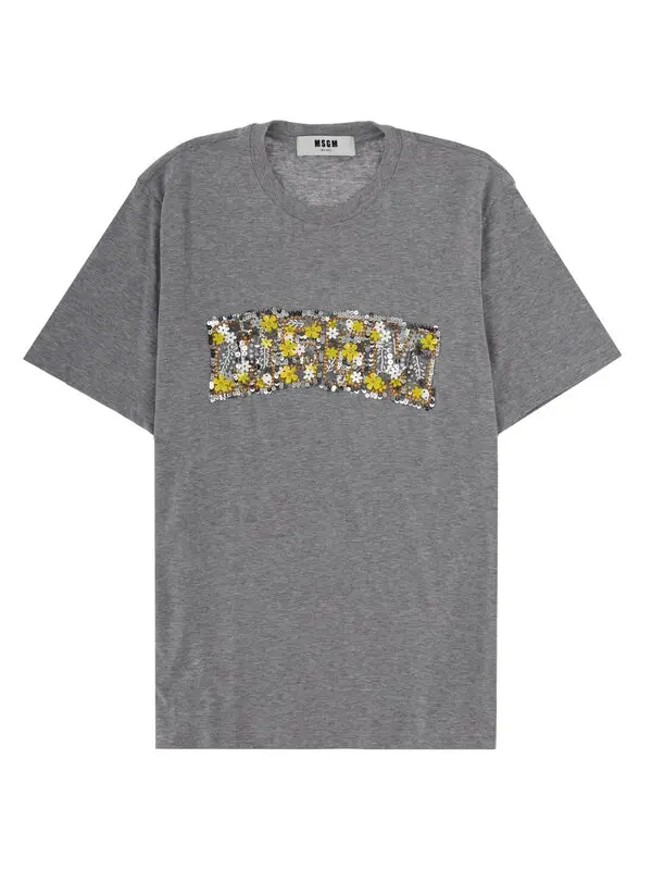 MSGM T-shirt Con Logo Con Paillettes