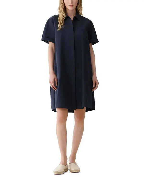 Lafayette 148 New York Pleated Back Shirtdress - Ink