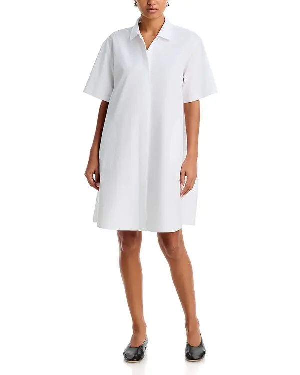 Lafayette 148 New York Pleated Back Shirtdress - White