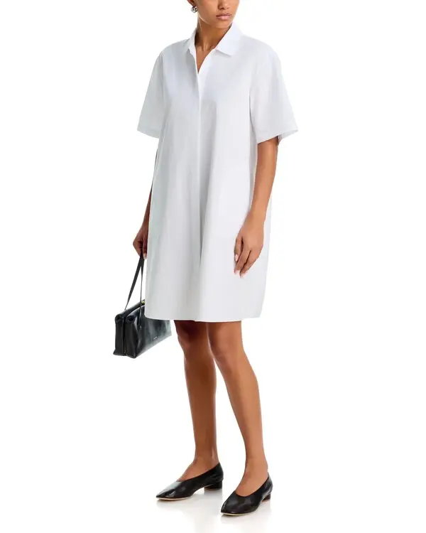 Lafayette 148 New York Pleated Back Shirtdress - White