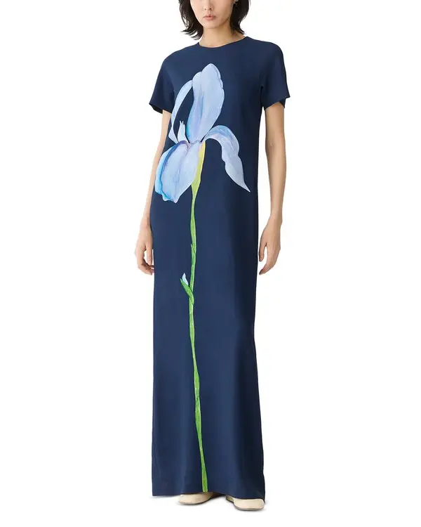Lafayette 148 New York Floral Maxi Dress - Midnight Blue Multi