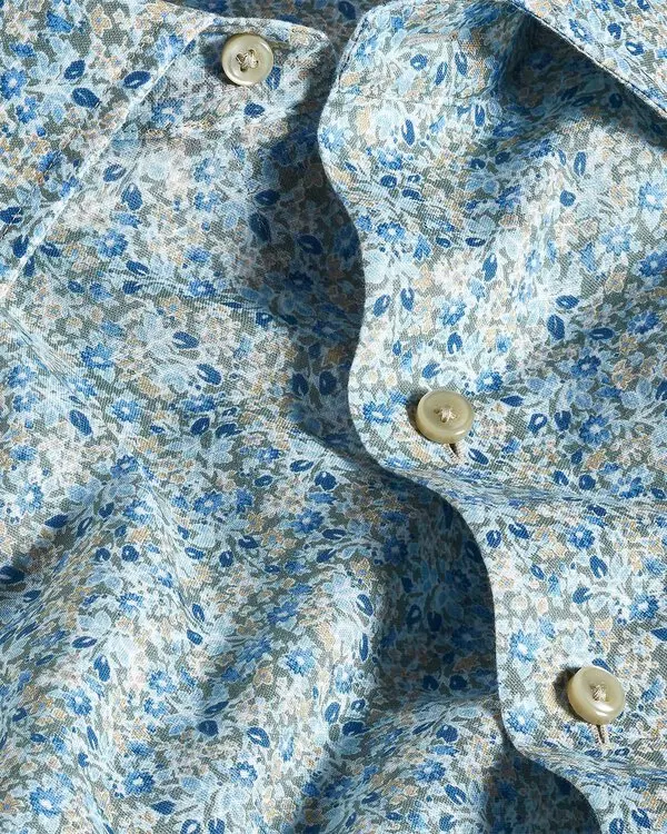 David Donahue Floral Linen Shirt