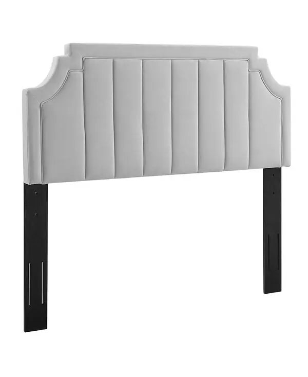 MODWAY Alyona Channel Tufted Performance Velvet Headboard, Twin - Light Gray