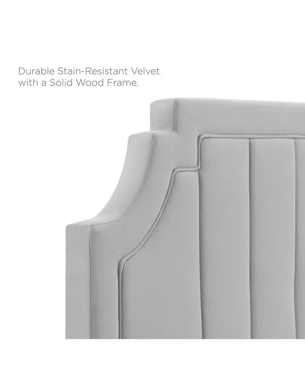 MODWAY Alyona Channel Tufted Performance Velvet Headboard, Full/queen - Light Gray