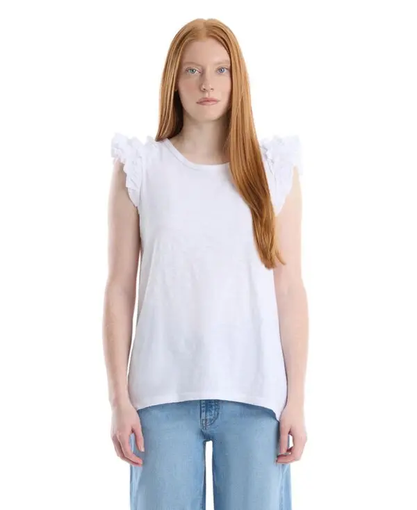 WILT CLOTHING Short Sleeve Shrunken Boyfriend Tee - White