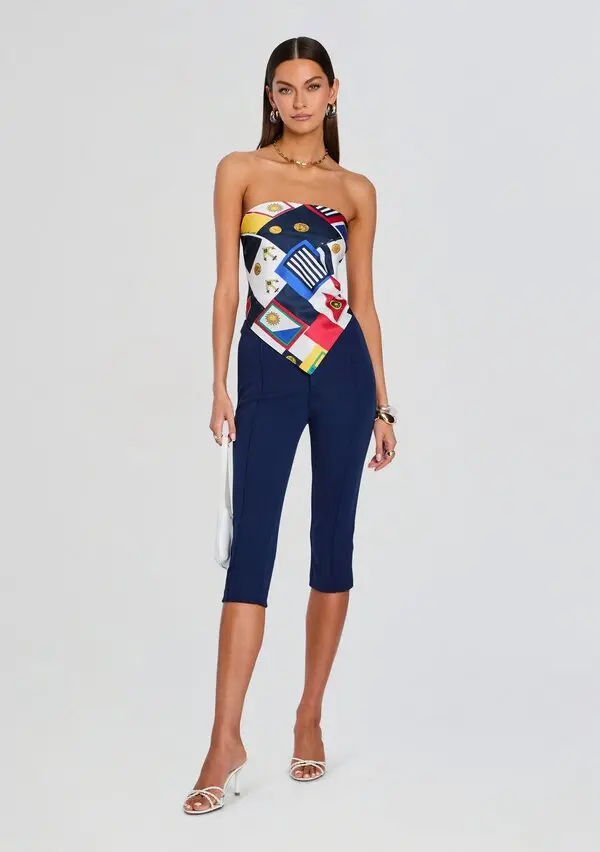 SEROYA Satin Printed Bandeau Top